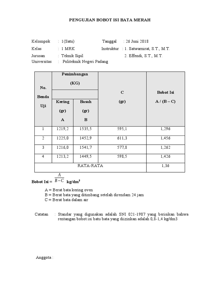Bobot Isi (Bi) | PDF