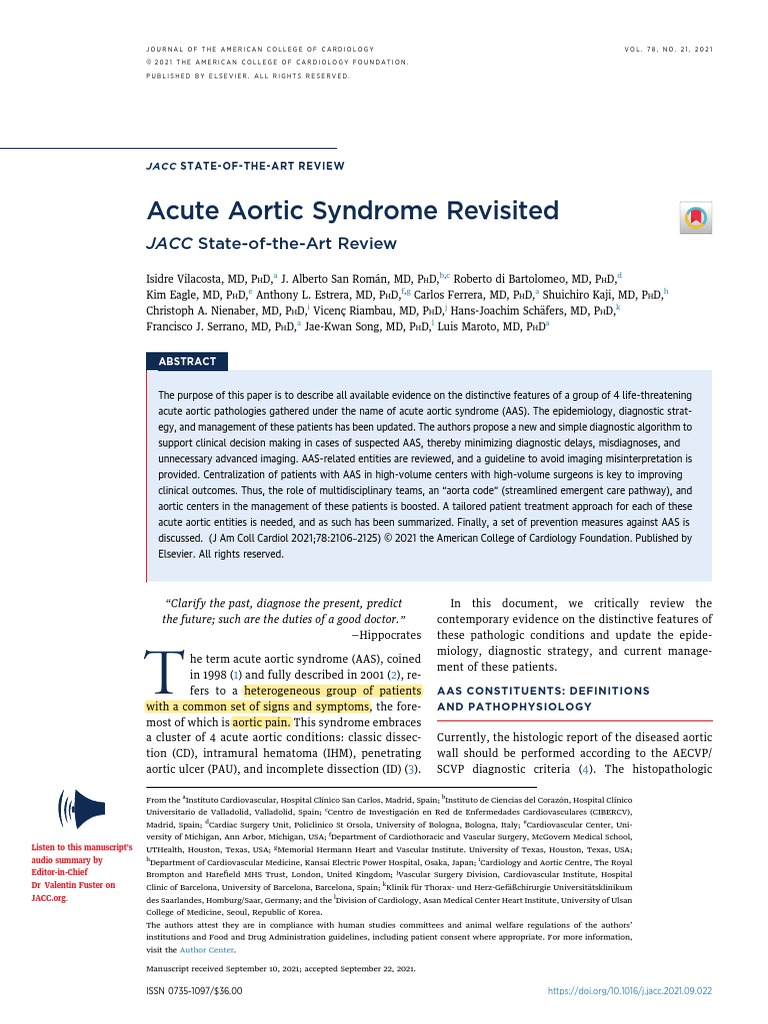 Acute Aortic Syndrome Revisited | PDF | Aorta | Ct Scan