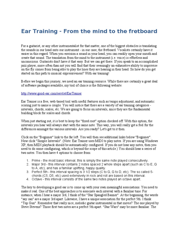 Ear Training - From The Mind To The Fretboard | PDF | Interval (Music ...