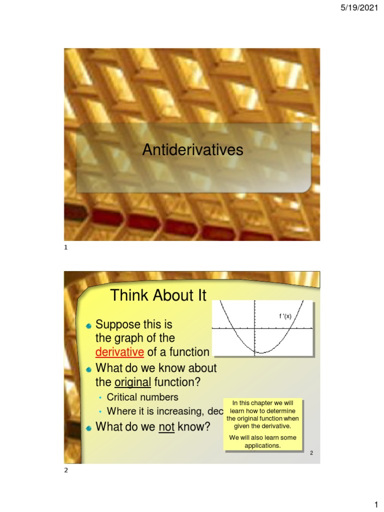 Calculus: Understanding Antiderivatives | PDF | Integral | Analysis
