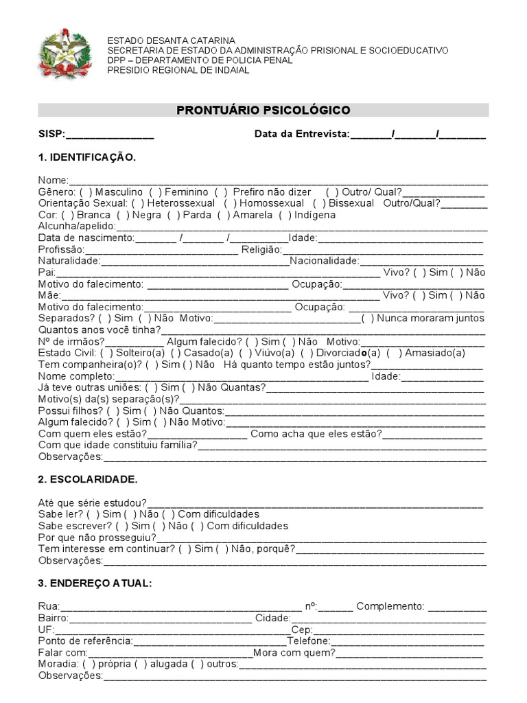 Prontuário Psicológico! | PDF | Tempo | Psicologia