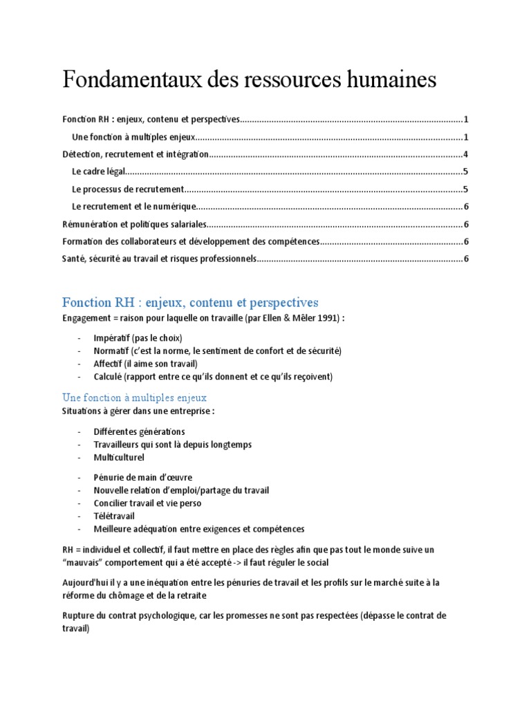 Fondamentaux Des Ressources Humaines | PDF | Recrutement | Gestion des ...