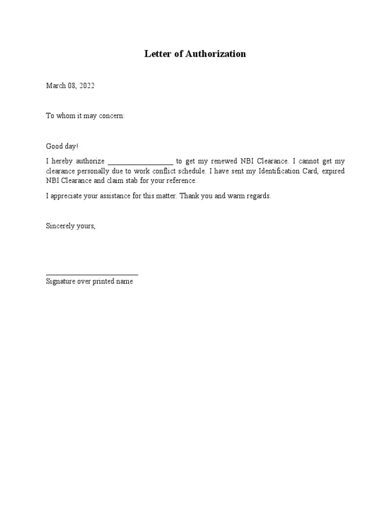 Letter of Authorization | PDF | Business | Law