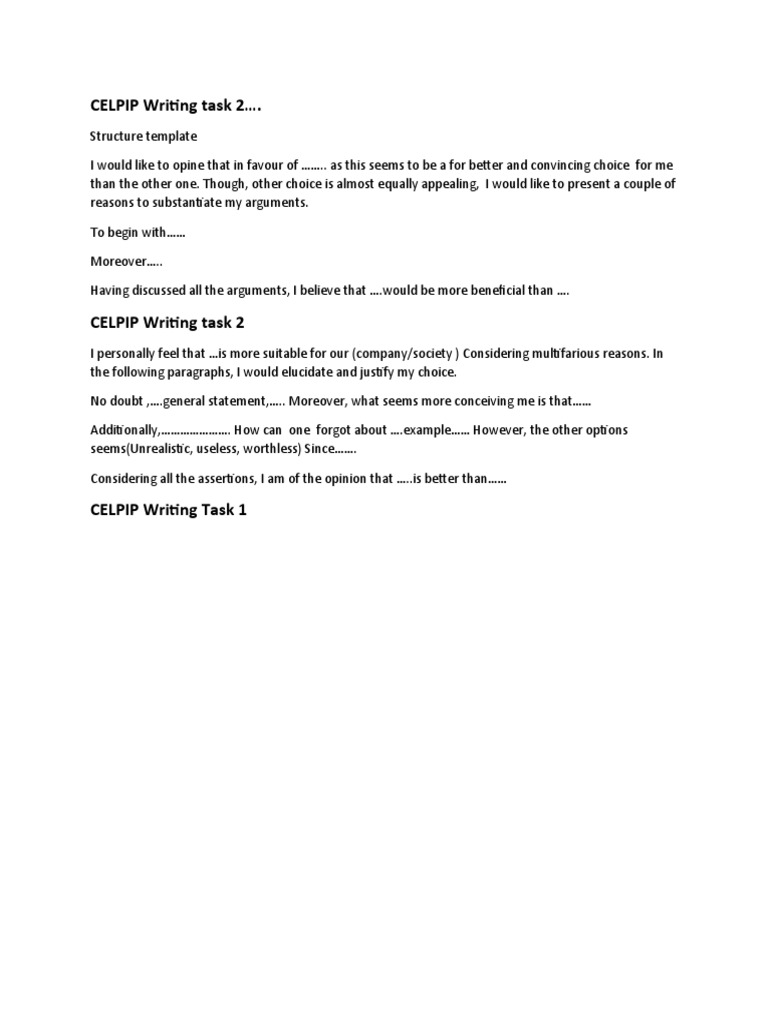 CELPIP Writing Task 2 Guide | PDF | Career & Growth