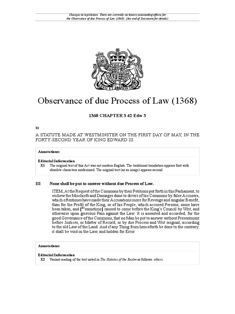 Observance of Due Process of Law 1368 | PDF
