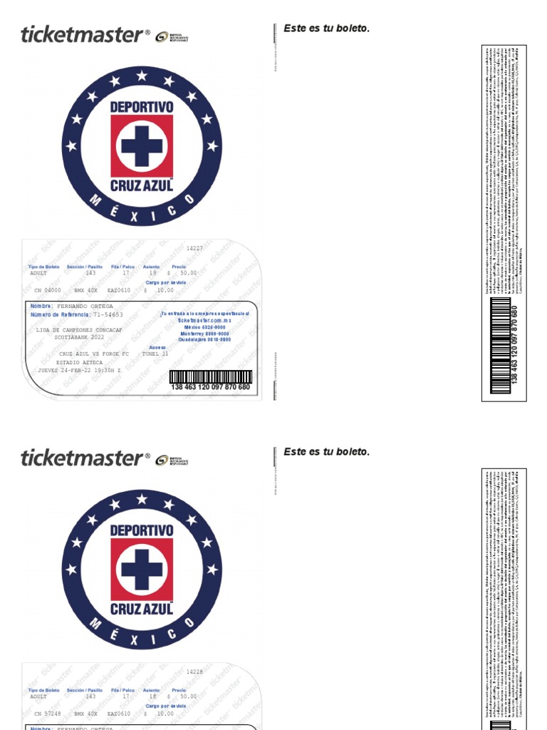 Boletos Cruz Azul | PDF | Asociación Nacional de Fútbol Premier Ligas ...