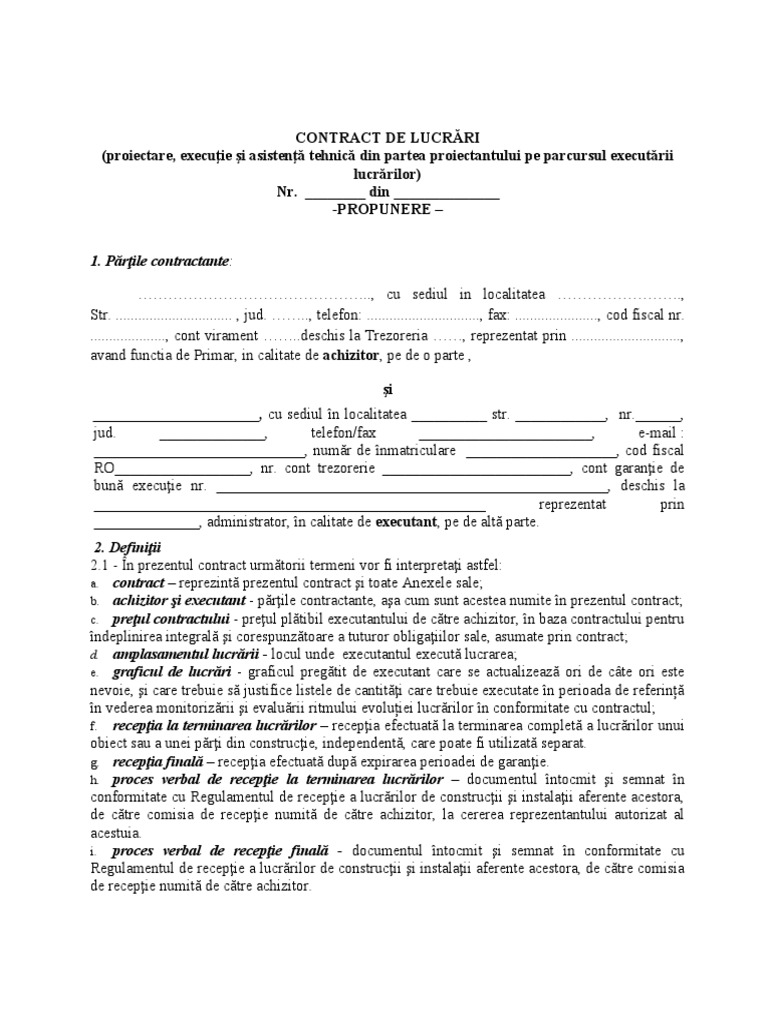 Model de Contract - Maluri-Cerasu-AC | PDF