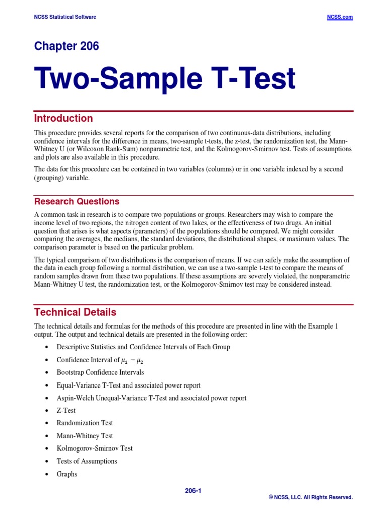 Two Sample T Test Pdf P Value Student S T Test