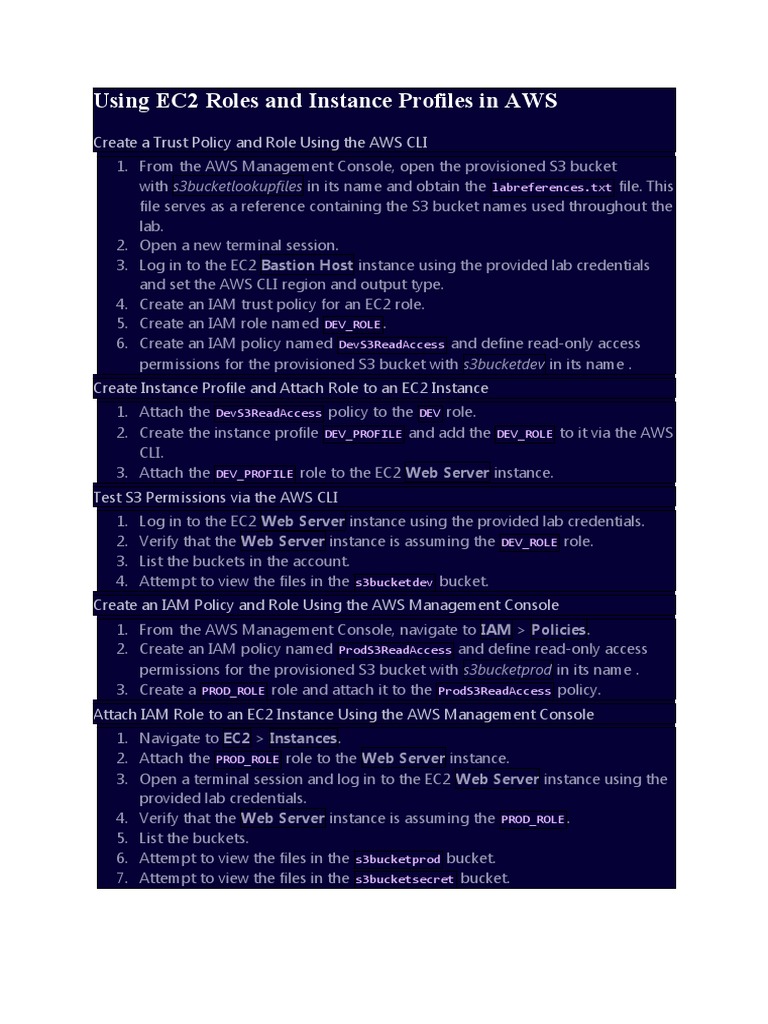 Using EC2 Roles and Instance Profiles in AWS | PDF | Command Line Interface | Amazon Web Services