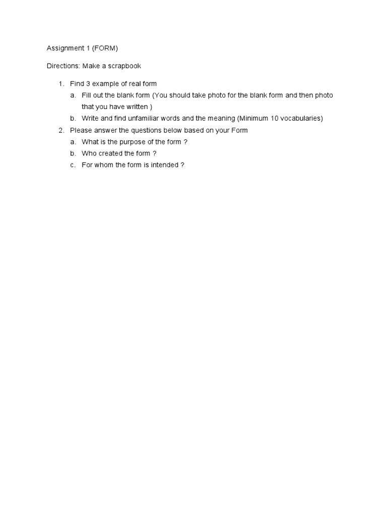 Assignment 1 (FORM) | PDF