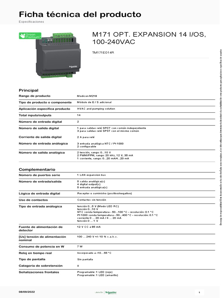 Modicon M171 - M172 - TM171EO14R | PDF | Relé | Controlador lógico ...
