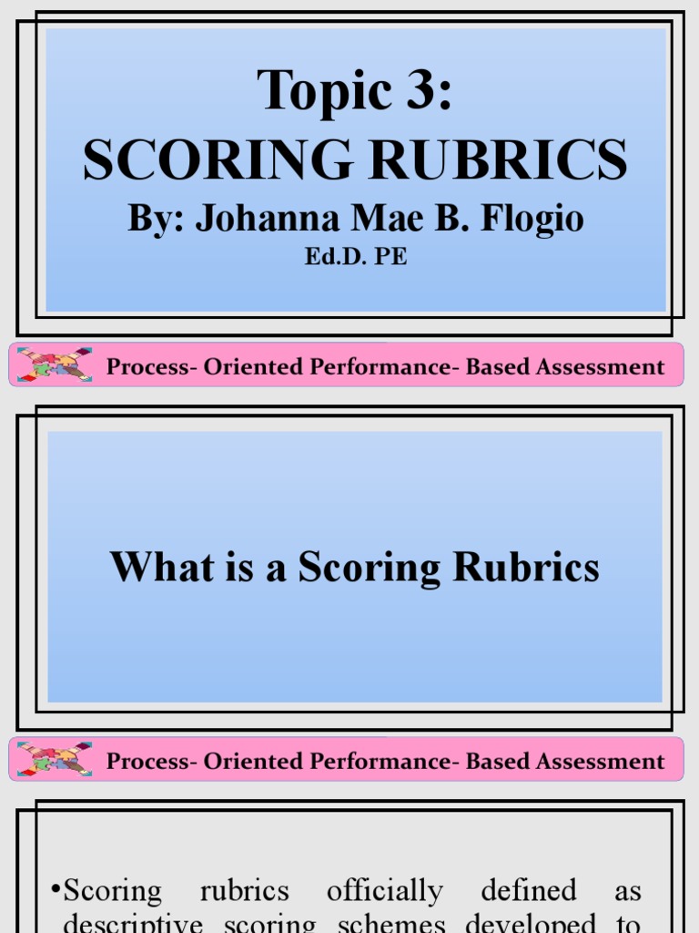 Topic 3 Scoring Rubrics | PDF | Rubric (Academic) | Educational Assessment
