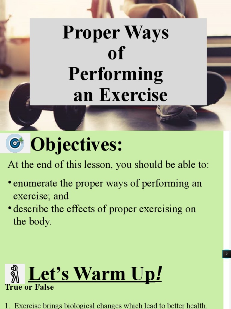 2 Proper Ways of Performing An Exercise | PDF