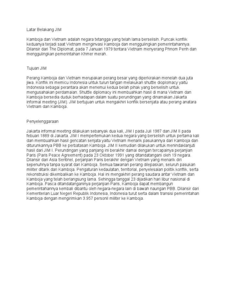JIM: Upaya Perdamaian Kamboja-Vietnam | PDF | Politik | Sejarah