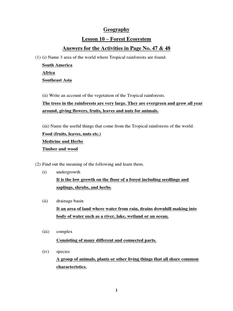 Lesson 10: Forest Ecosystem Overview | PDF | Trees | Rainforest