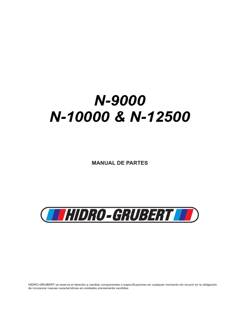 Manual de Partes - Hidrogrubert N9000 - N10000 - N12500 | PDF ...