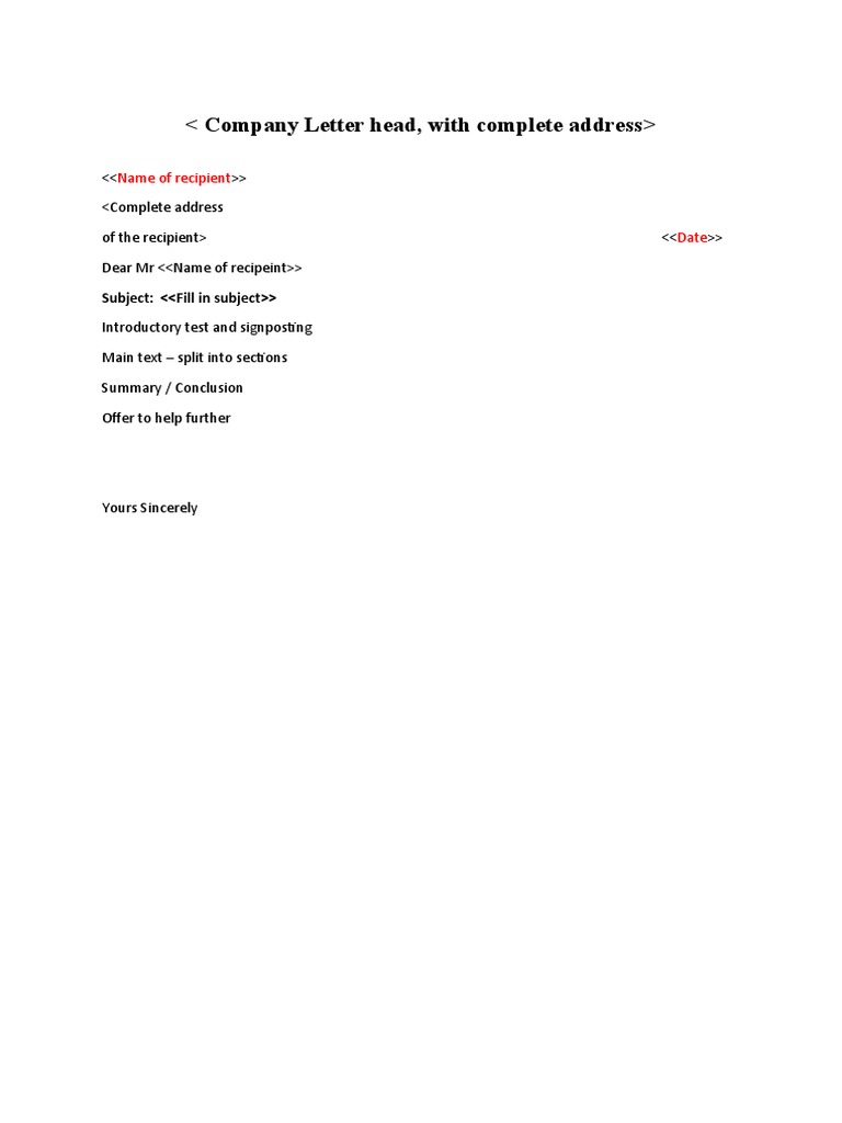 Format Formal Letter Written by Employee | PDF