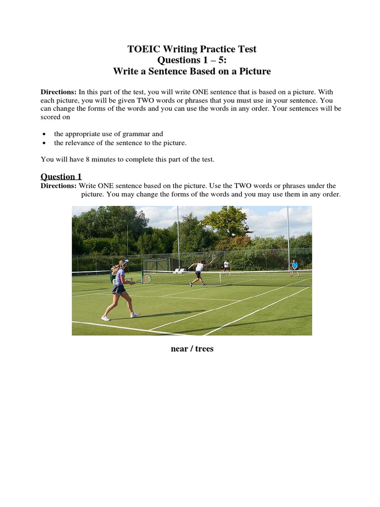 TOEIC Writing Practice Test Guide | PDF | Phrase | Human Communication