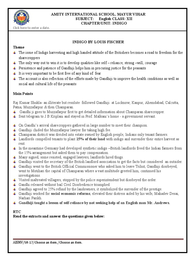 Indigo Assignment | PDF | Mahatma Gandhi | British Raj