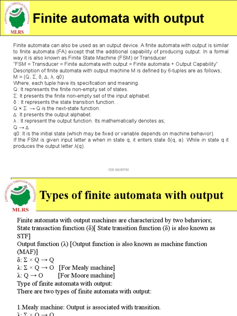 Moore Mealy Machine Pdf Computer Science Theoretical Computer Science
