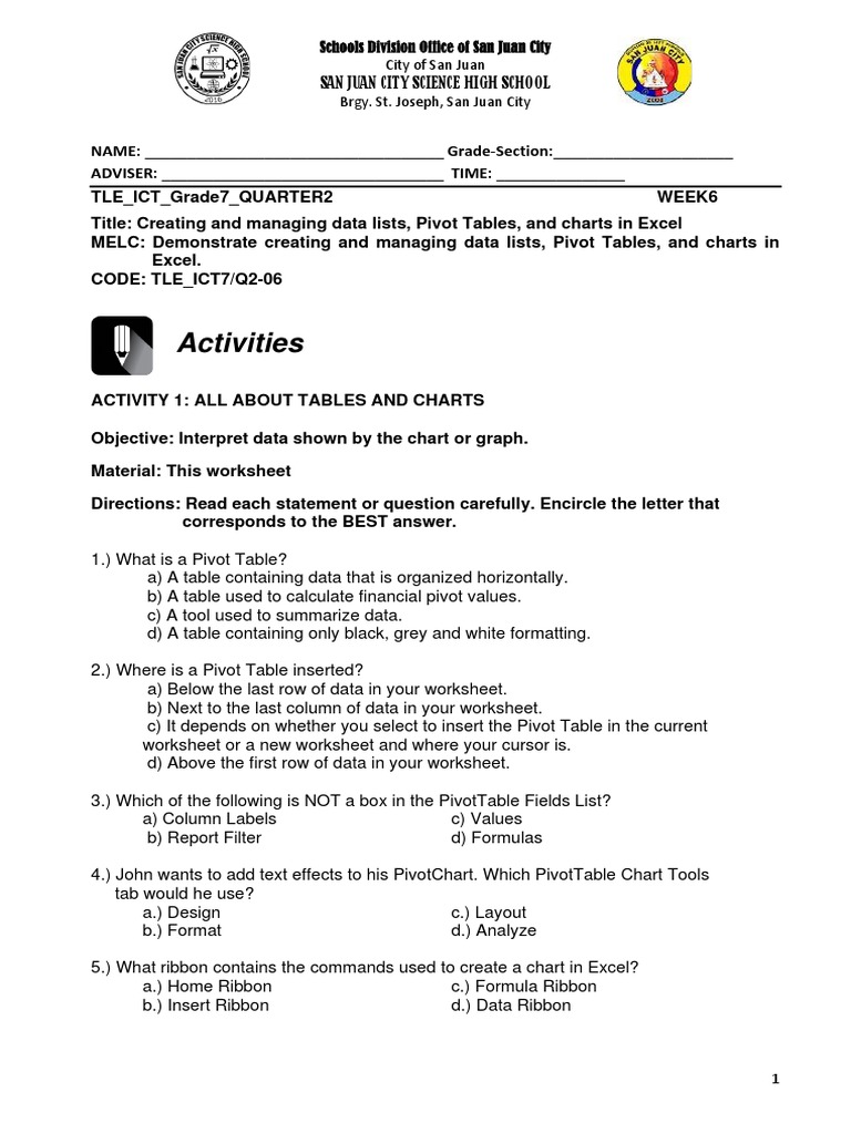 Tle Ict-Grade7 Quarter2-Week6 5pages Ito Yun Juanscie | PDF | Microsoft Excel | Software