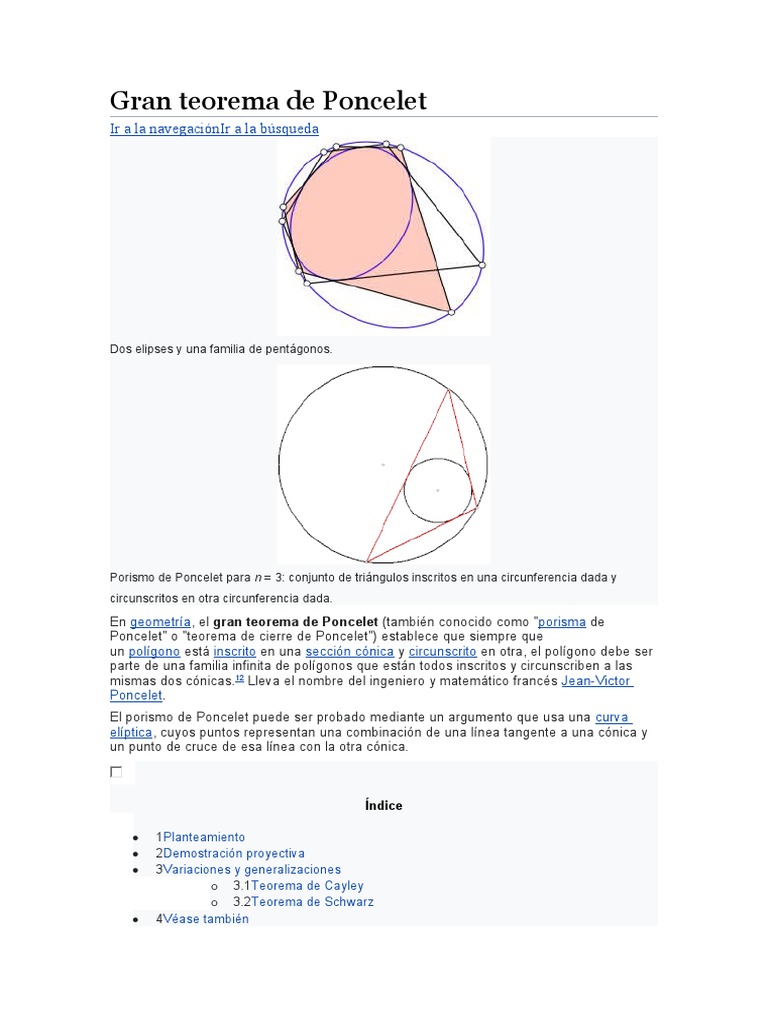 Teorema de Poncelet | PDF | Geometría algebraica | Matemática Elemental