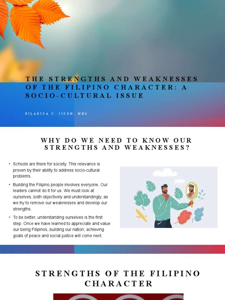 Strengths and Weaknesses of Filipino Character | PDF | Disciplines ...