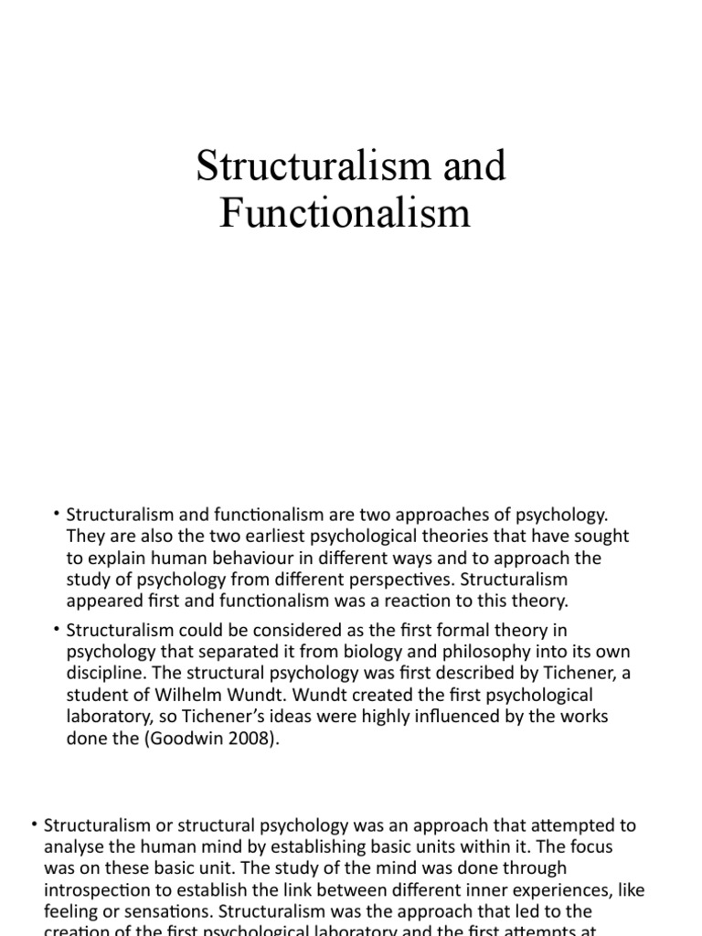 Structuralism and Functionalism | PDF | Psychology | Cognitive Science
