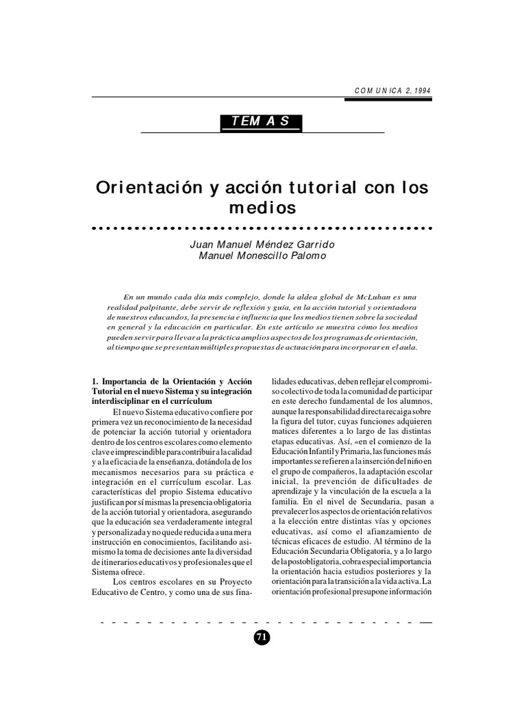 Orientacion y Accion Tutorial | PDF | Plan de estudios | Aprendizaje