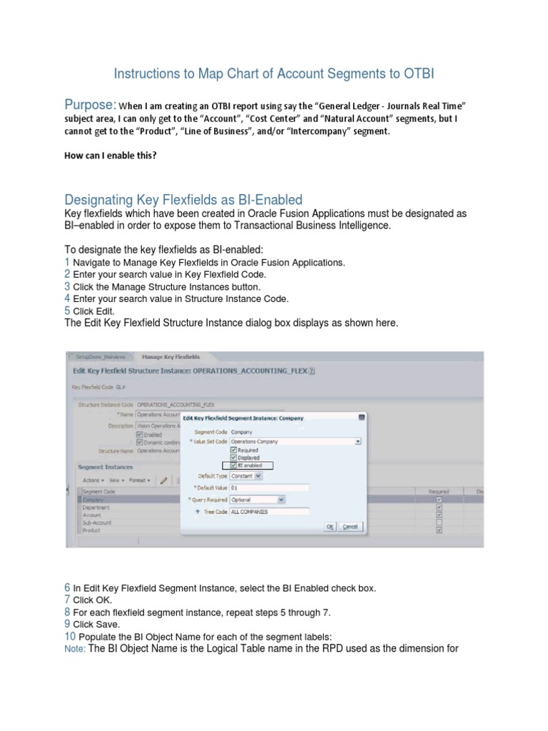 Instructions To Map COA Segments To OTBI | Download Free PDF | Business ...