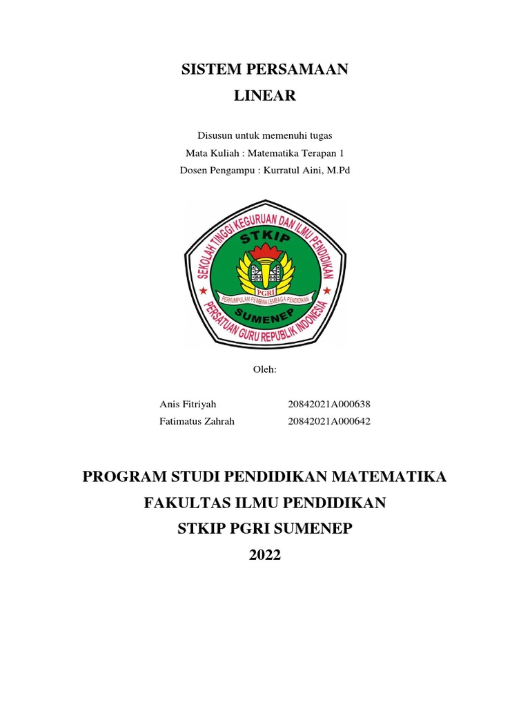Makalah Sistem Persamaan Linear | PDF | Metode & Bahan Ajar | Komputer