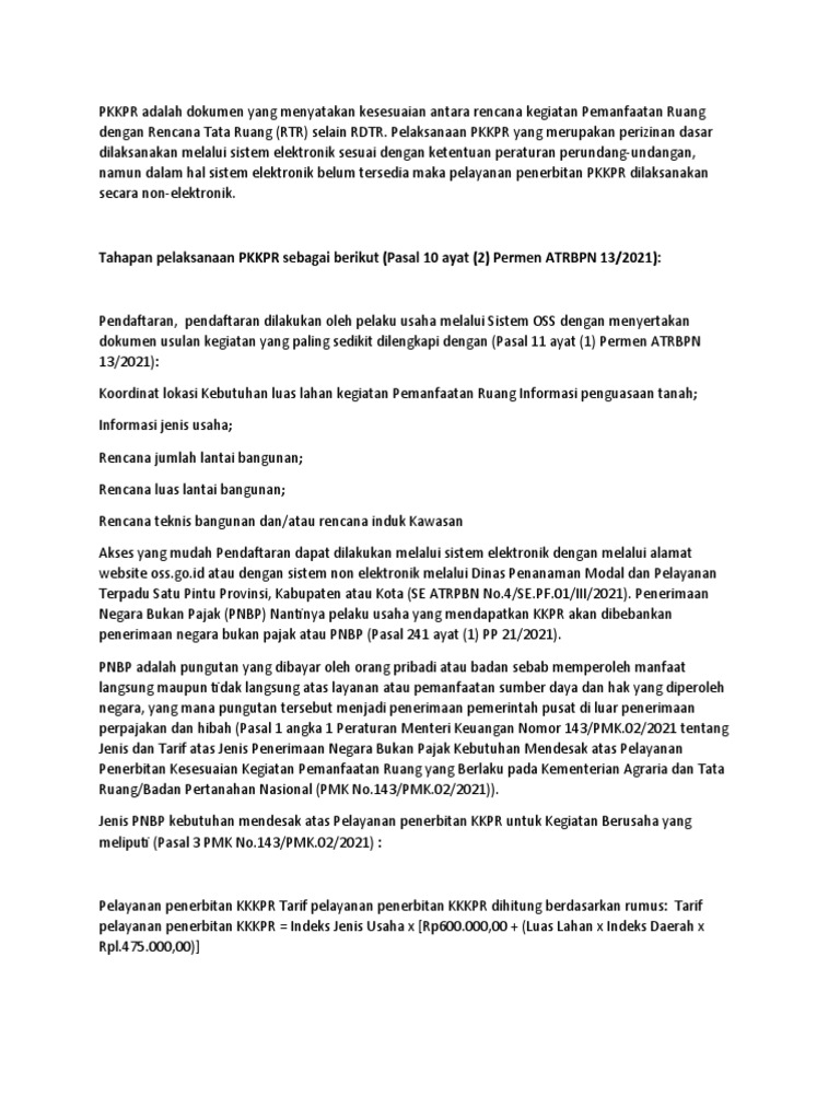 PKKPR Adalah Dokumen Yang Menyatakan Kesesuaian Antara Rencana Kegiatan ...