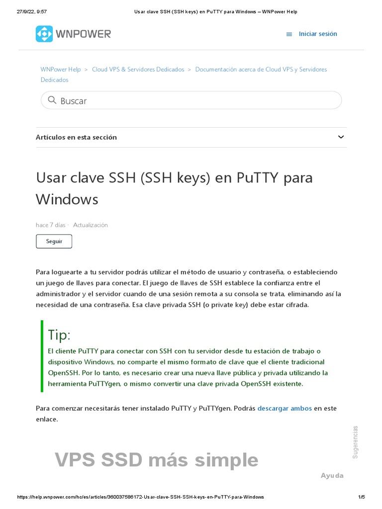 Usar Clave Ssh Ssh Keys En Putty Para Windows Wnpower Help Pdf Cubierta Segura 