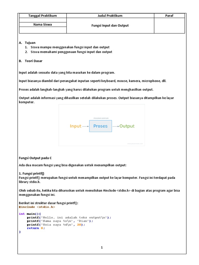 Fungsi Input dan Output dalam C | PDF