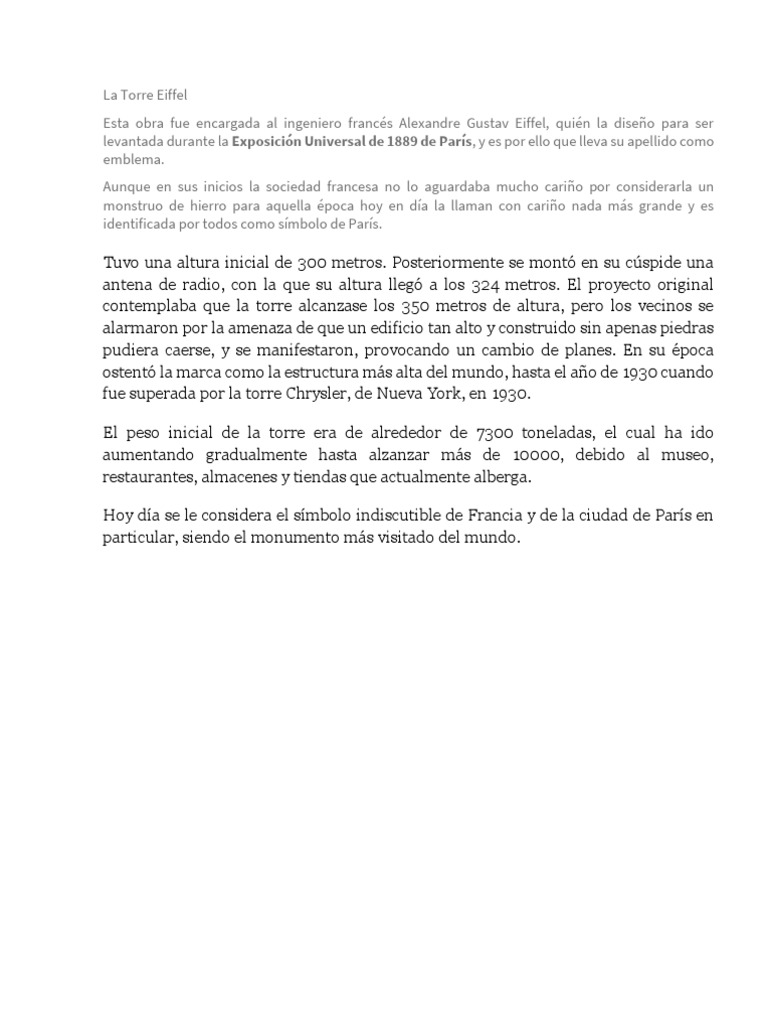 La Torre Eiffel | PDF | Torre