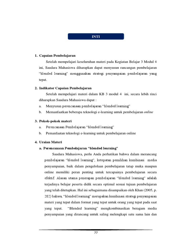 Rancangan Pembelajaran Blended Learning | PDF