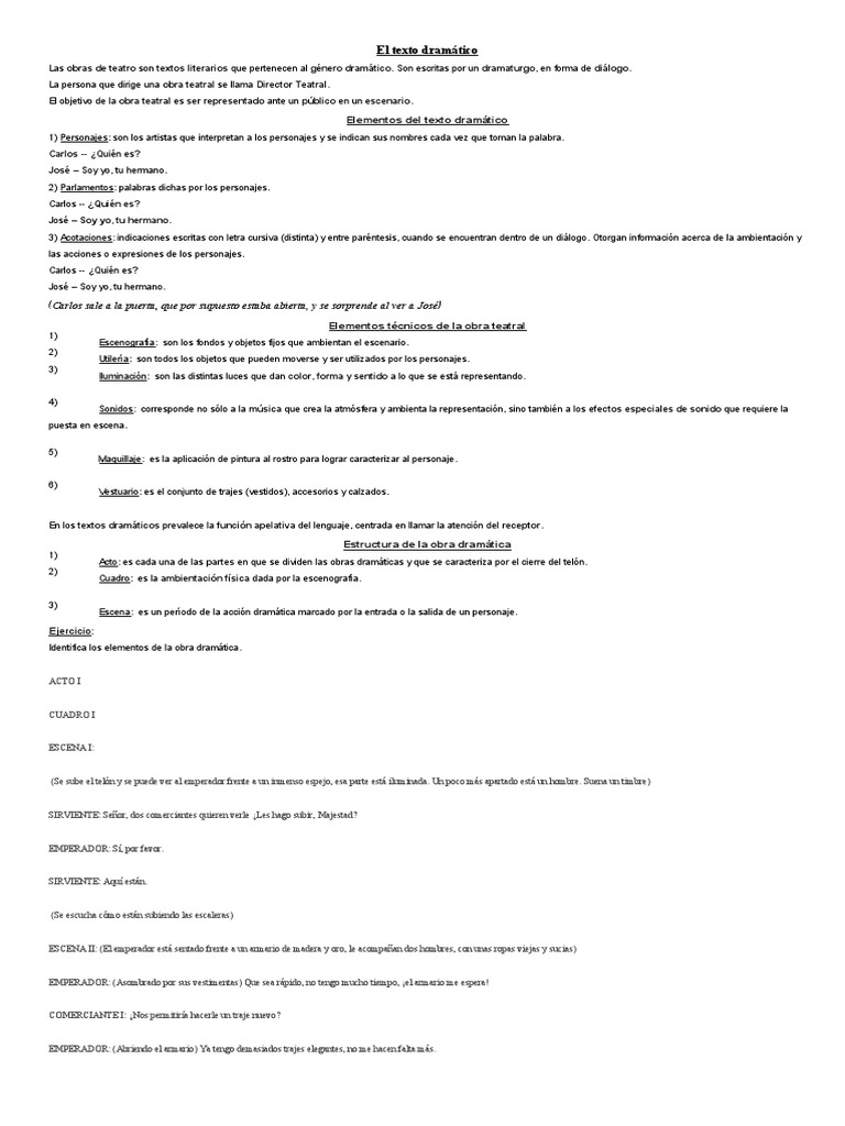 EL TEXTO DRAMÁTICO (6º Básico) | PDF | Teatro