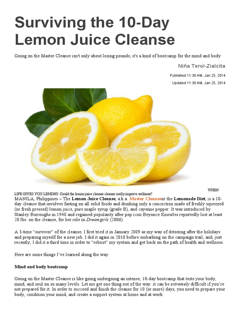 Lemon Detox | PDF | Juice | Diet & Nutrition