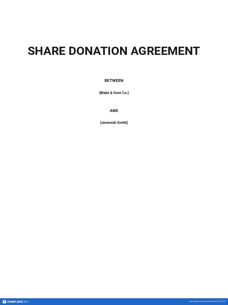 Share Donation Agreement Template | PDF | Contractual Term | Share ...