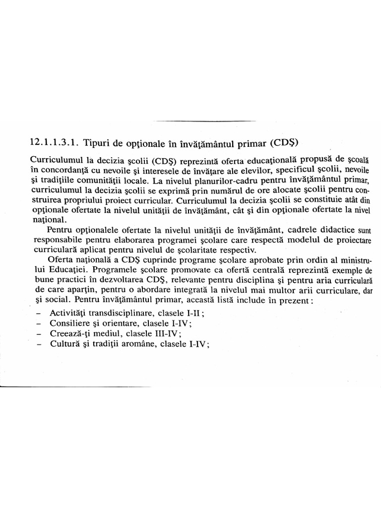 Tipuri de Optional - Invatamant Primar | PDF