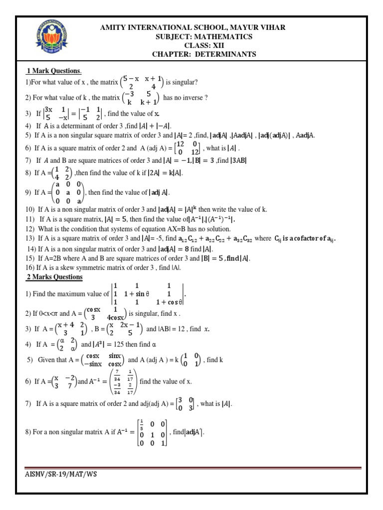 Determinants | PDF | Matrix (Mathematics) | Determinant