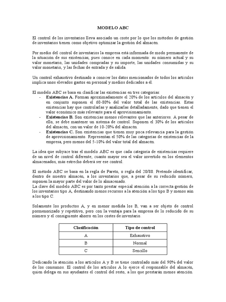 Análisis ABC de inventarios: clasificación y control de existencias ...