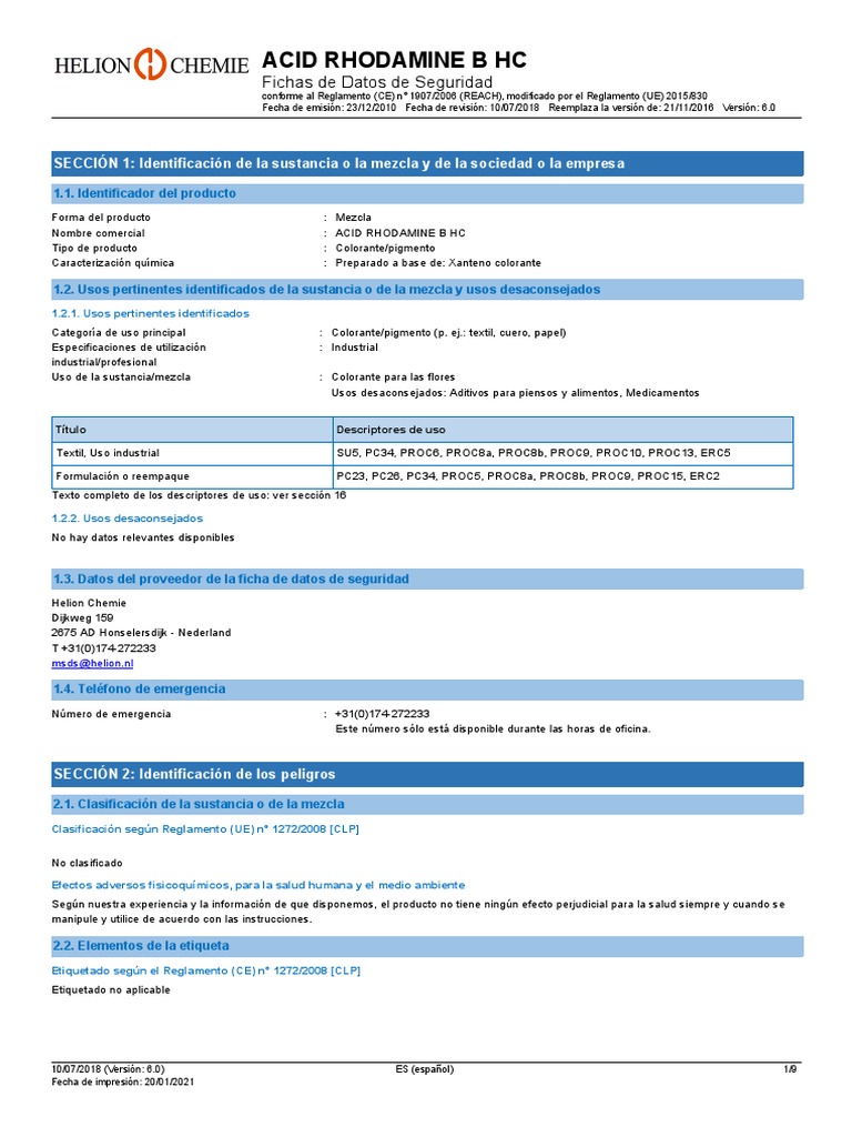 Acido Rodamina B Hc. Español | PDF | Agua | Residuos