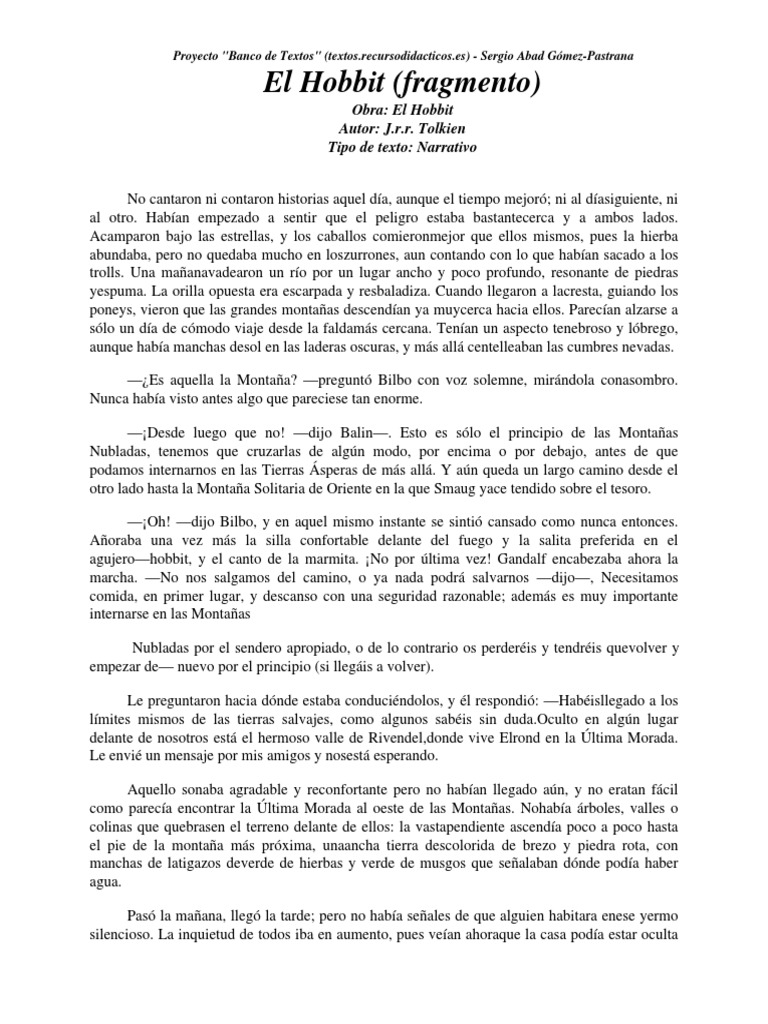 El Hobbit (Fragmento) | PDF | Bilbo Baggins | El Hobbit