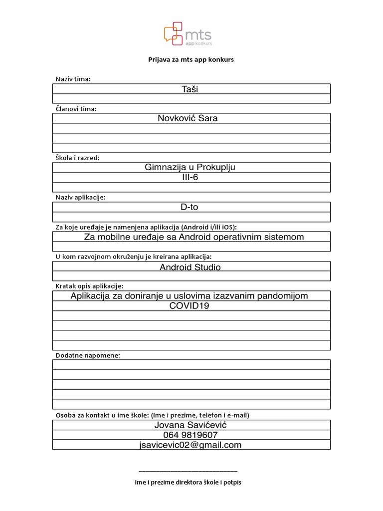 Formular Prijave I Obrasci Saglasnosti PDF | PDF