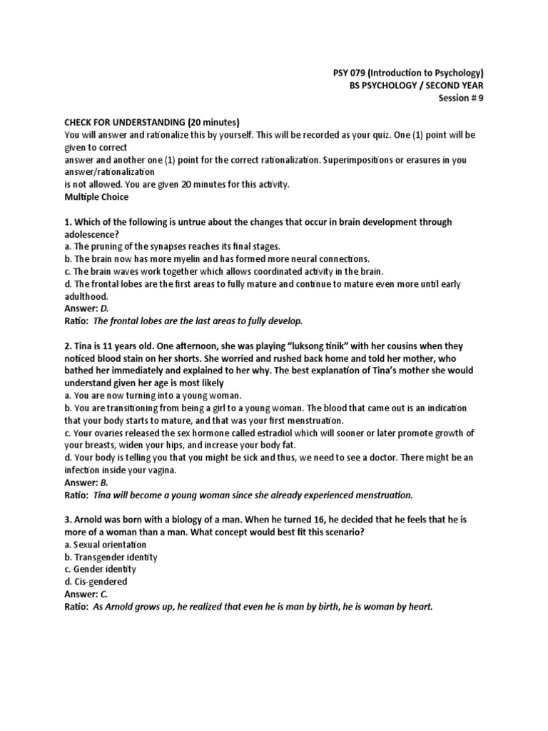 PSY 079 Session 9 PDF Identity Social Science Adolescence