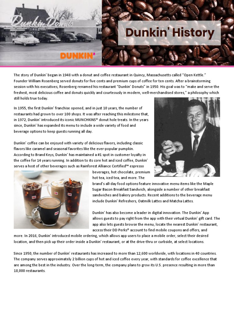 Dunkin' Donuts History | PDF | Coffee | Food And Drink