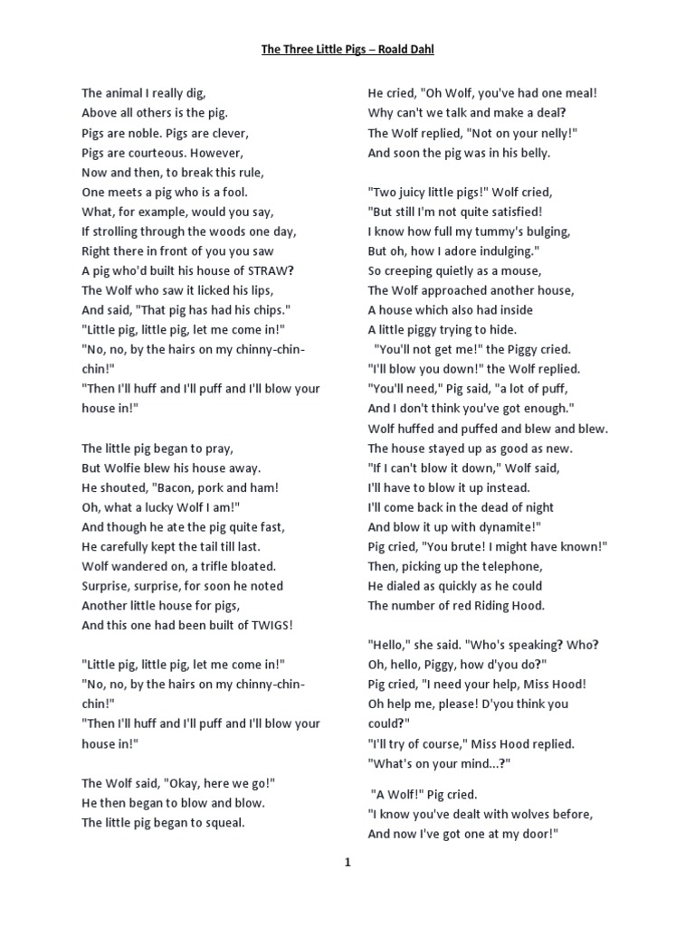 Three Little Pigs Roald Dahl | PDF | Pork