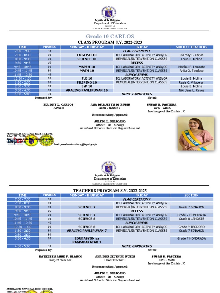 Class and Teachers Program | PDF | Philippines