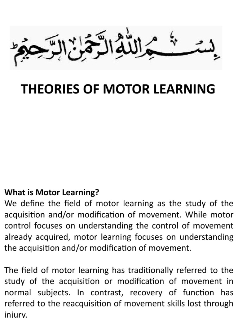Motor Learning Theories | PDF | Classical Conditioning | Learning